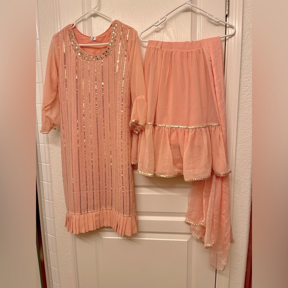 Salwars | 3 Piece Indian Peach Colored Suit | Poshmark